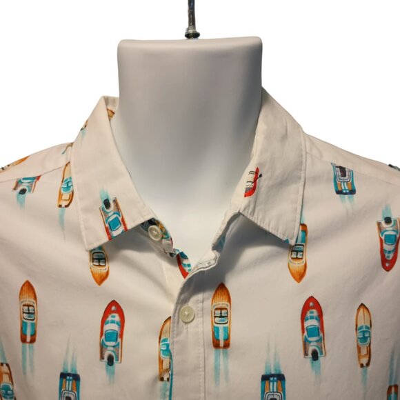 Denim & Flower | Shirts | Denim Flower White Boat Print Cotton Button ...